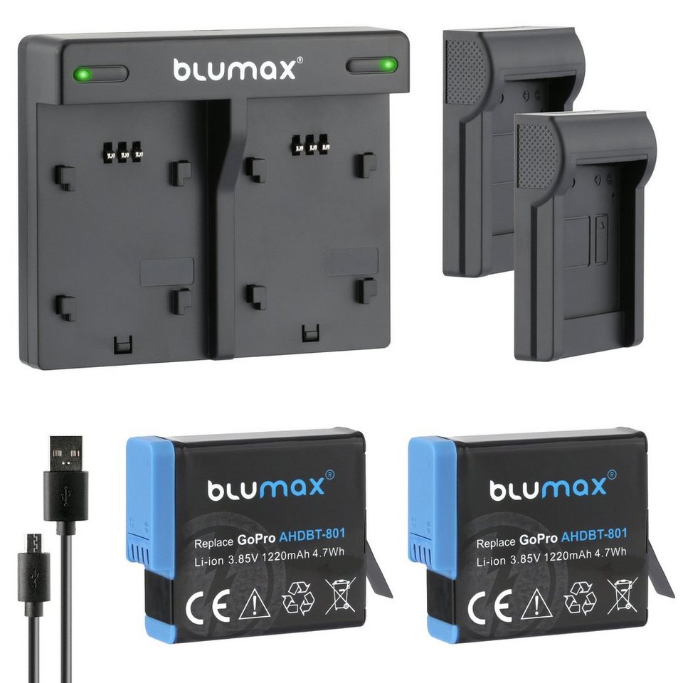 Blumax Set mit Lader für GoPro Hero AHDBT-801, 1220 mAh Kamera-Akku Blumax Set mit Lader für GoPro Hero AHDBT-801, 1220 mAh Kamera-Akku