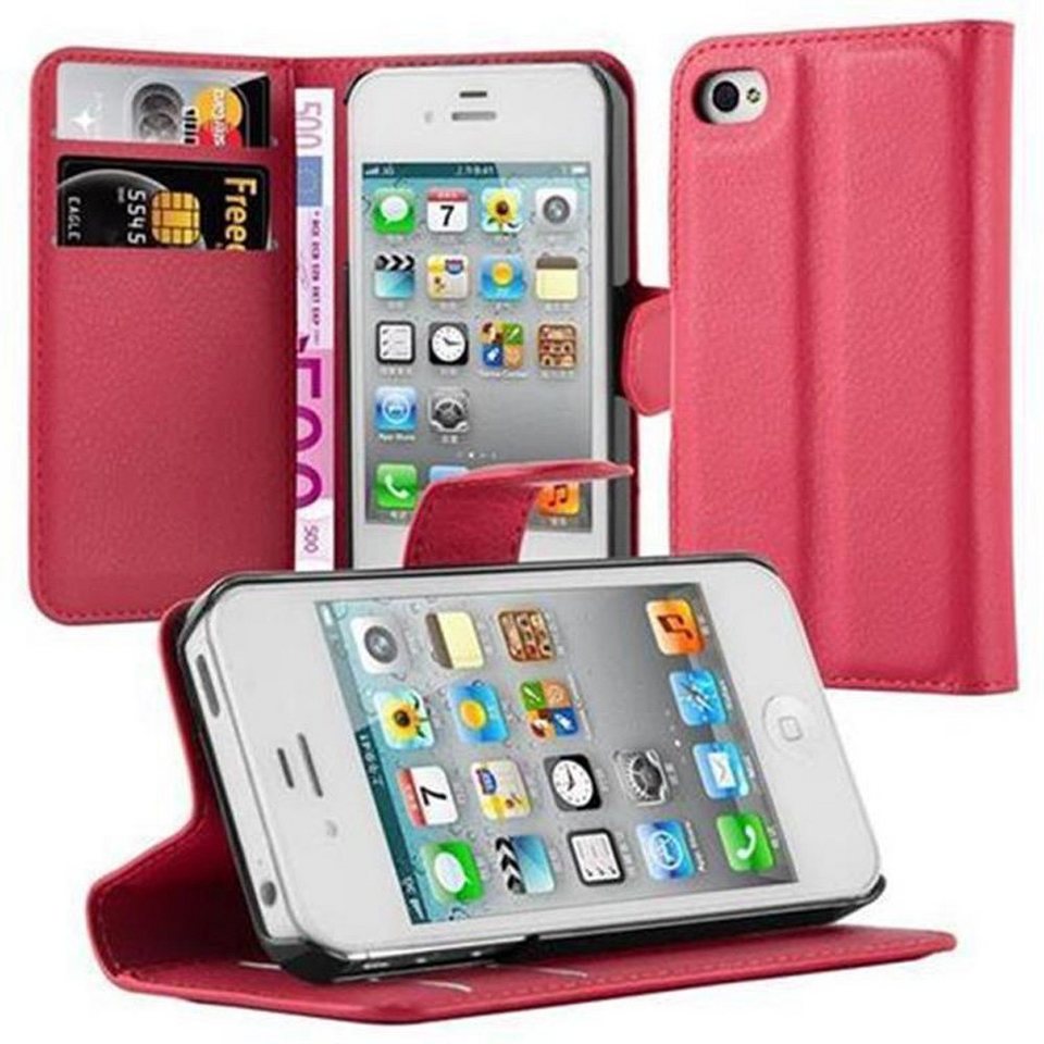 Cadorabo Handyhülle Book Stand Apple Iphone 4 4s Klappbare Handy