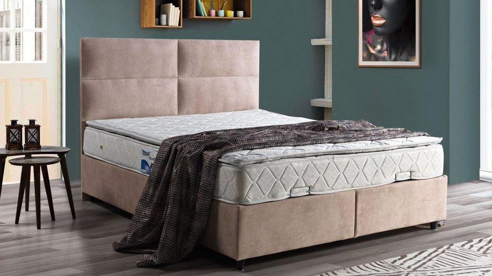 Jvmoebel Bett Bett Design Betten Luxus Beige Polster Schlafzimmer Möbel