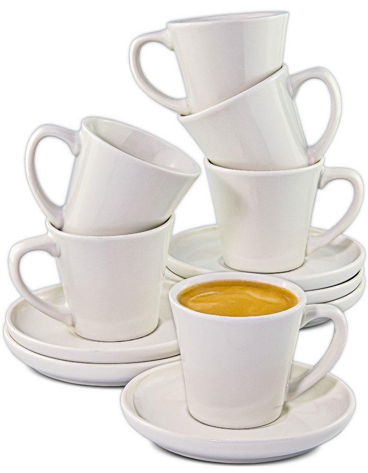 Cosumy Espressotasse 6 Espressotassen Set Weiß Keramik 70ml