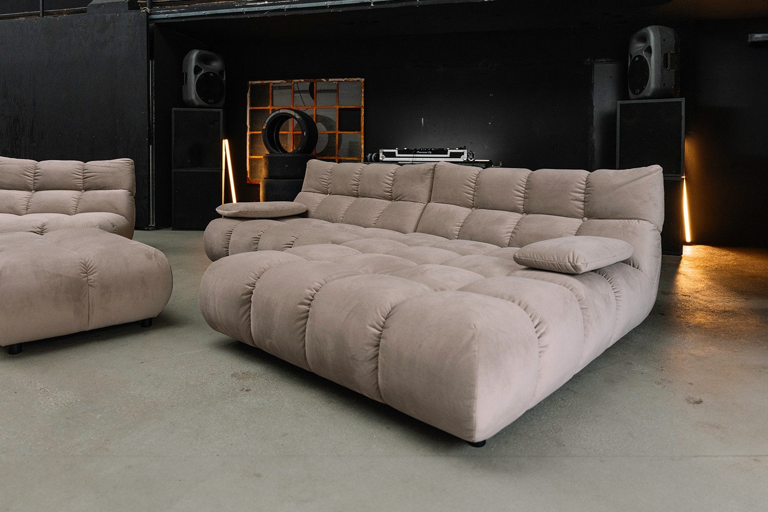 KAWOLA Sitzgruppe VIVIEN, (Set, 3-tlg), Ecksofa Drehsessel Hockerbank ...