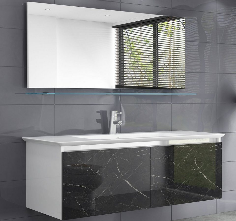 Homeline Badmöbel Set Luuci 120 4tlg Badmöbel Set 120 Cm Schwarz