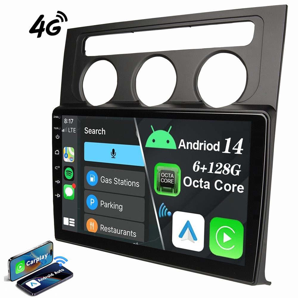 ESSGOO 6+128GB Für VW Touran 1T1 1T2 1T3 03-10 Android 14 8-Kern Autoradio (Digitalradio (DAB ...