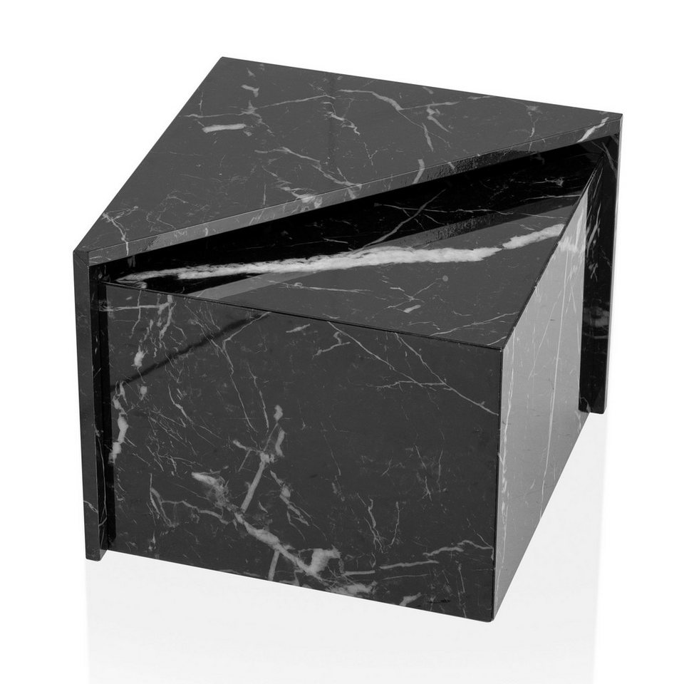 Kadima Design Satztisch Couchtisch 2er Set Monobloc Schwarz Hochglanz