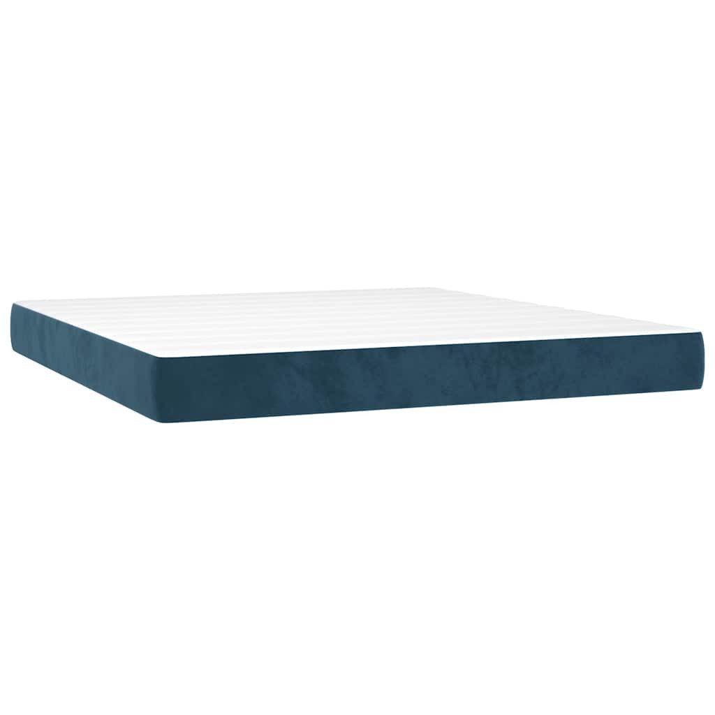 vidaXL Bett Boxspringbett mit Matratze Dunkelblau 160x200 cm Samt