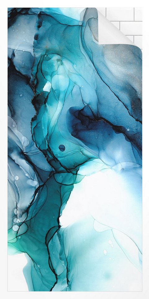 Bilderdepot24 Badrückwand Muster Blau Duschrückwand Ohne Bohren Dusche