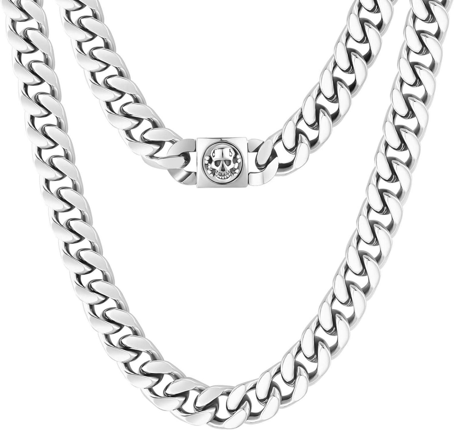 LuxusKollektion Kette und Anhänger Set 12mm Herren Panzerkette mit Löwe Kopf/Totenkopf ...