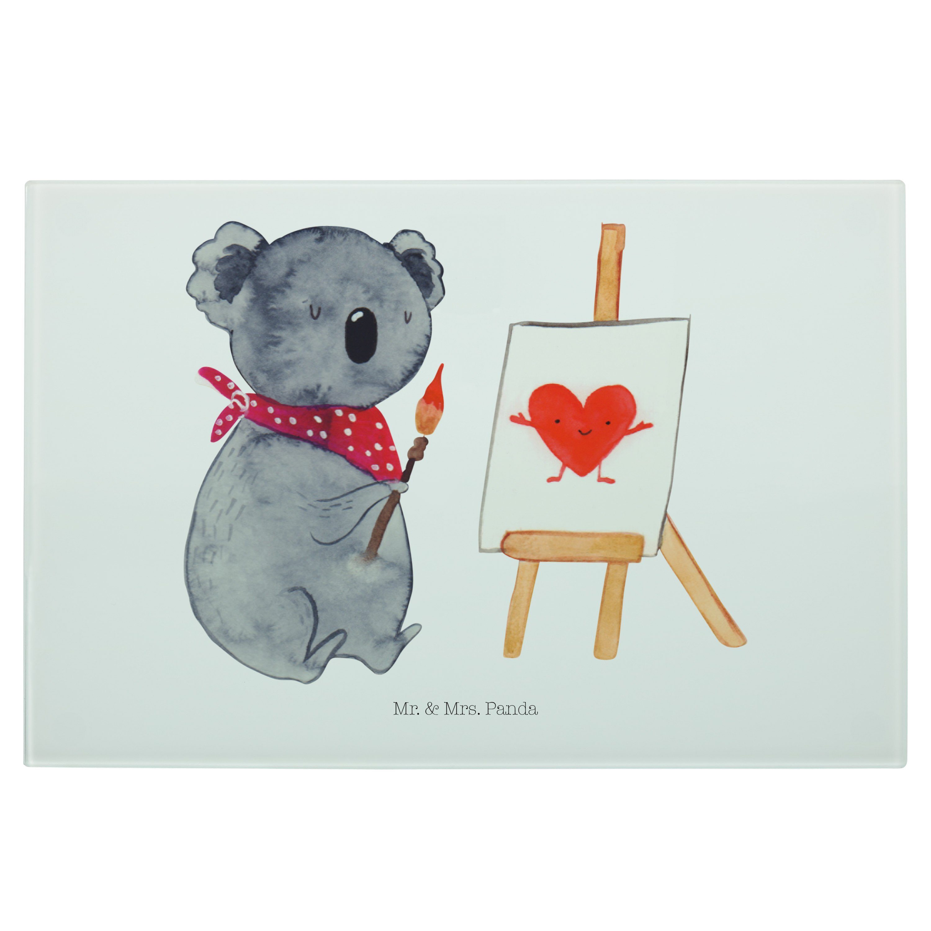 Mr. & Mrs. Panda Servierbrett Koala Künstler - Weiß - Geschenk, Liebesgeschenk, Gefühle ...