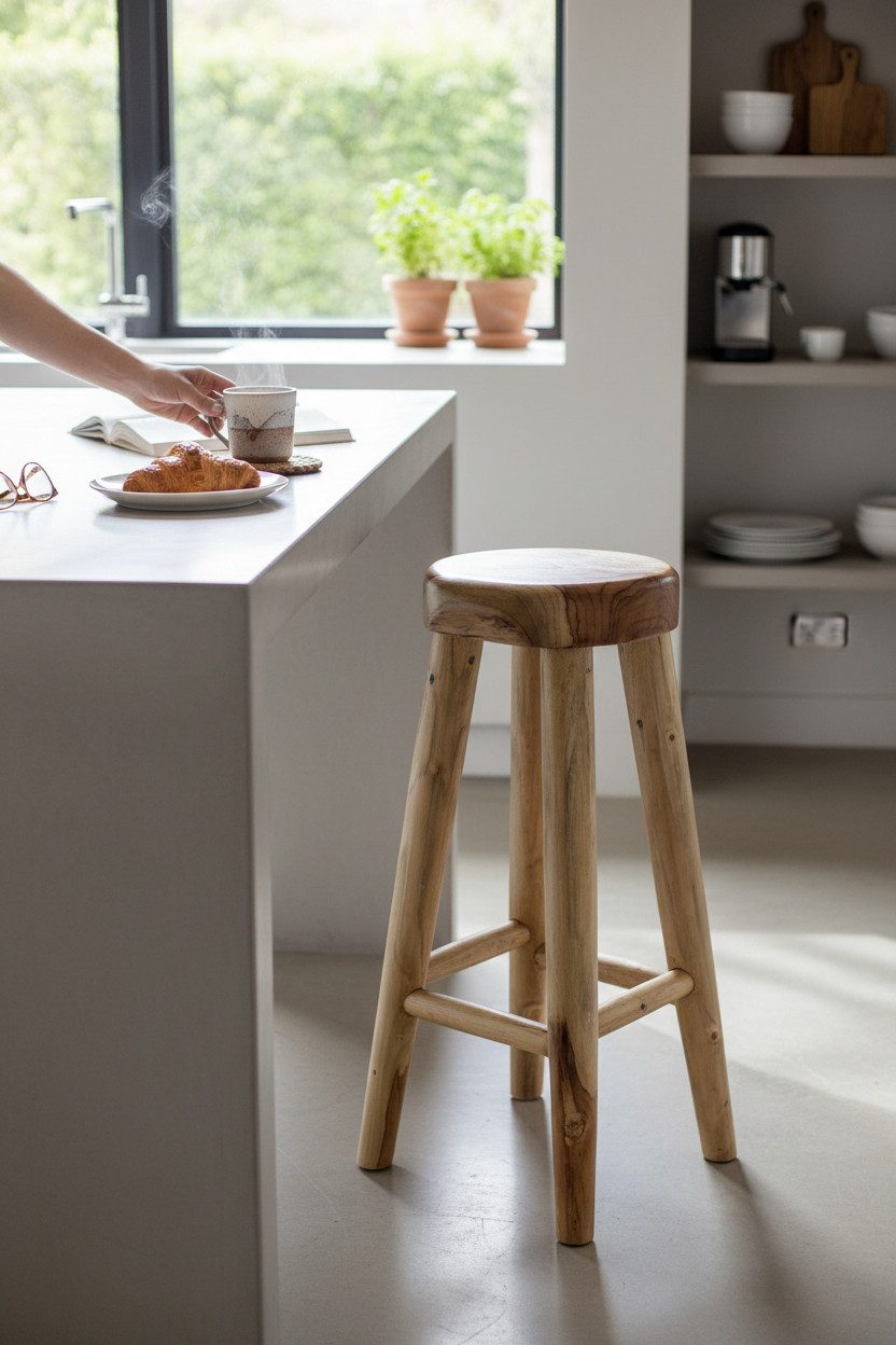 FaHome Barhocker Barhocker aus massivem Holz – Handgefertigter ...