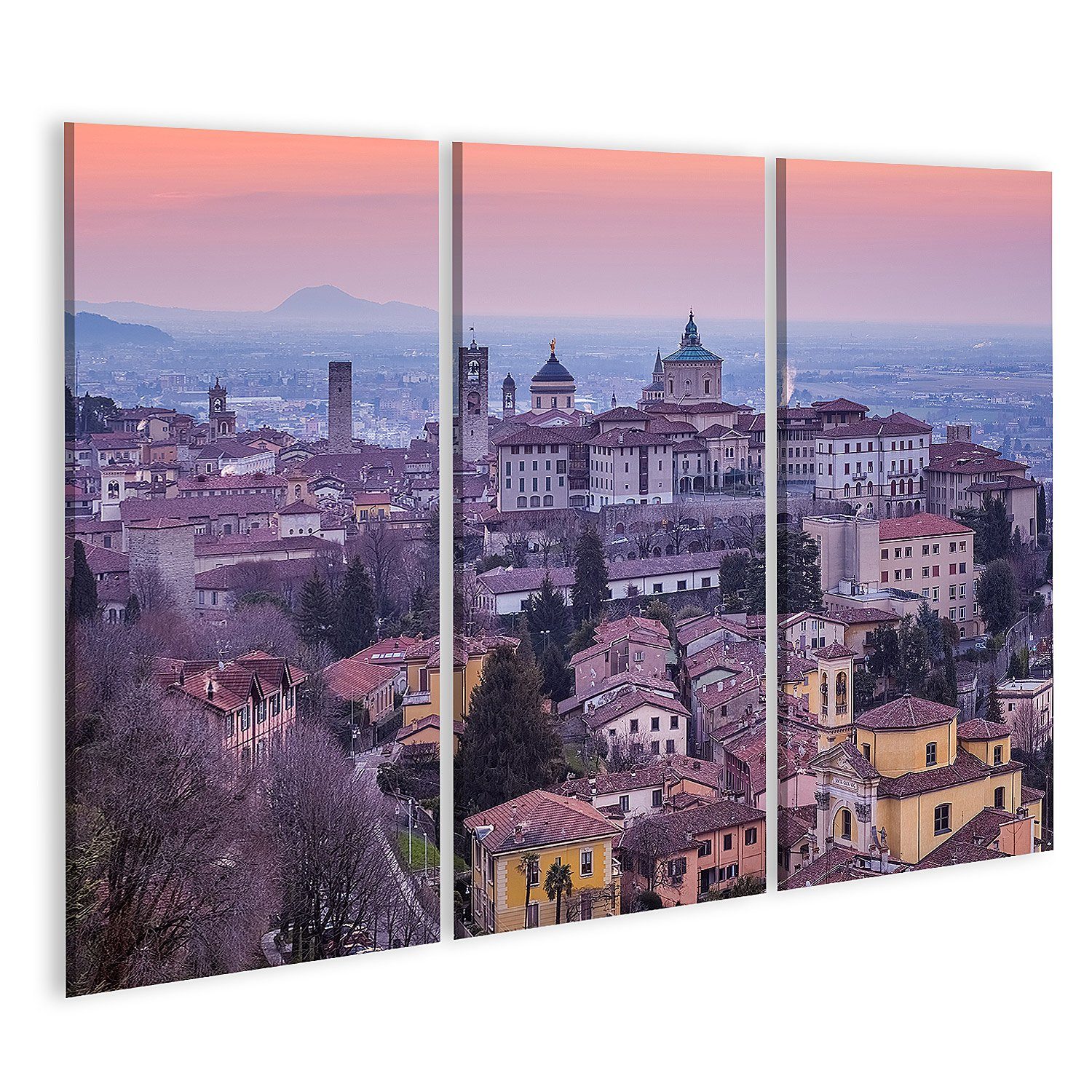 islandburner Leinwandbild Bild auf Leinwand Bergamo Historische Stadt Lombardei Italien Luftaufn