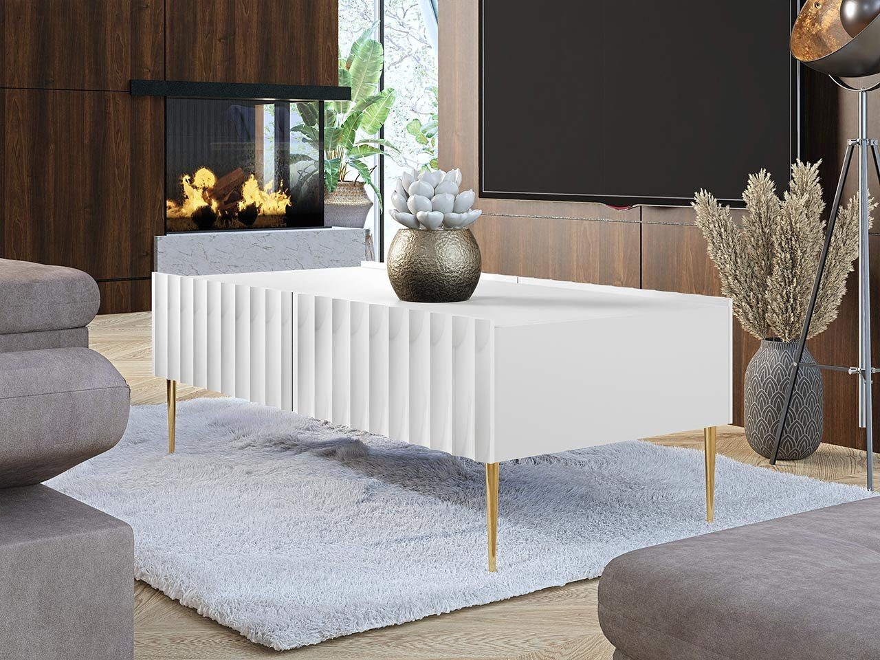 MIRJAN24 Couchtisch Arcos (mit 2 Türen), Metallfüße, gedämpftem ...