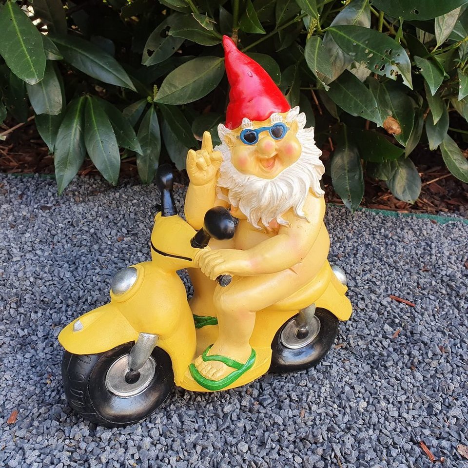 Aspinaworld Gartenfigur Gartenfigur Gartenzwerg Auf Motorrad Nackt 28 Cm