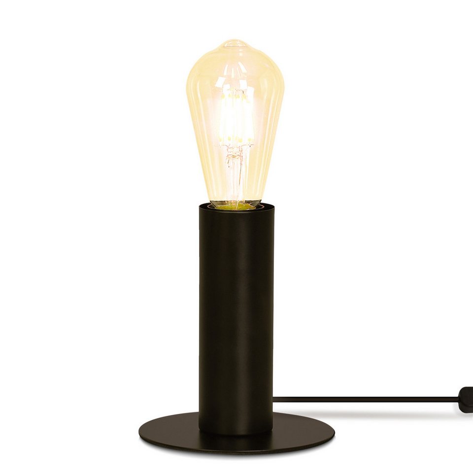 Nettlife Nachttischlampe Vintage Tischleuchte E27 Schwarz 40w Mit