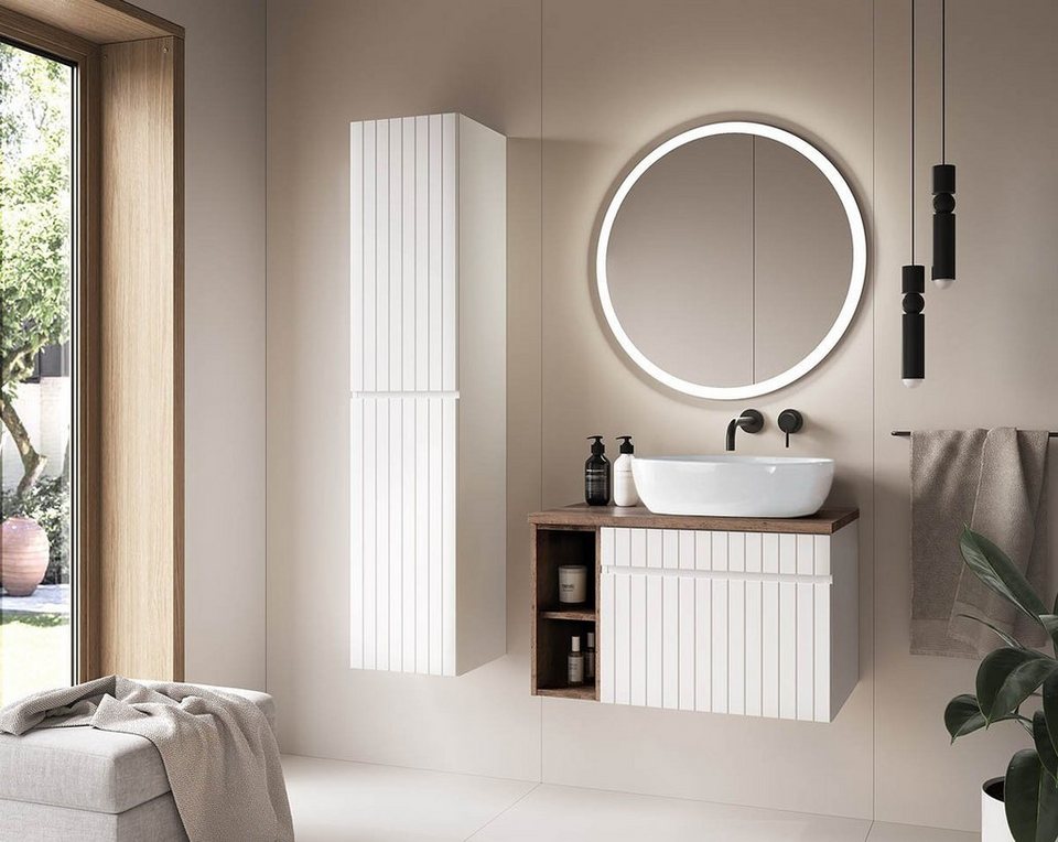 Einfachgutemoebel Waschtisch Set Badezimmer Vittavla 80cm Set 3 Tlg