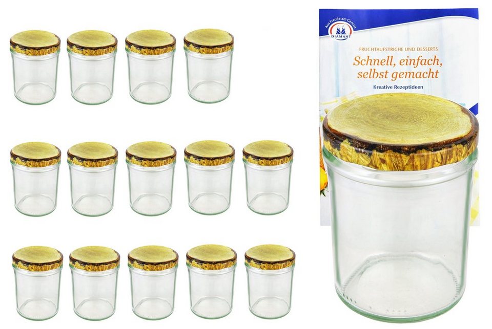Mambocat Einmachglas 15er Set Sturzglas 435 Ml To 82 Holzdekor Deckel