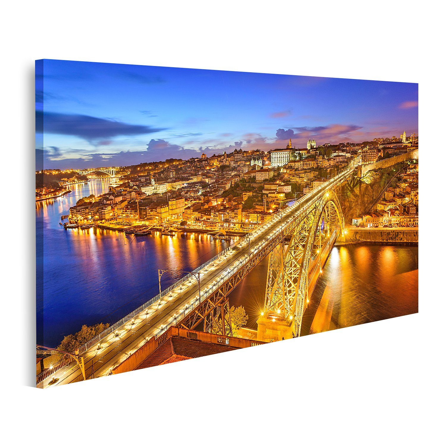 islandburner Leinwandbild Bild auf Leinwand Porto Portugal Stadtbild über Dom Luis I Brücke Wand
