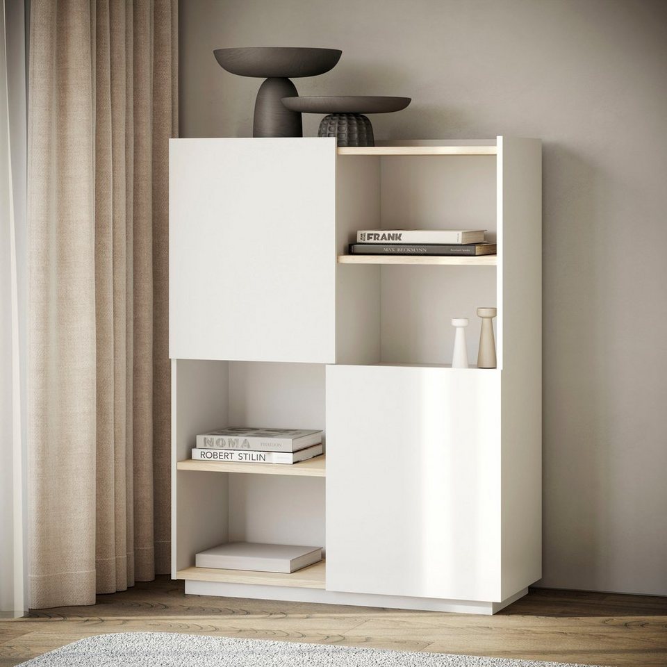 Temahome Highboard Nina Stauraumschrank Aus Echtholzfurnier Mit