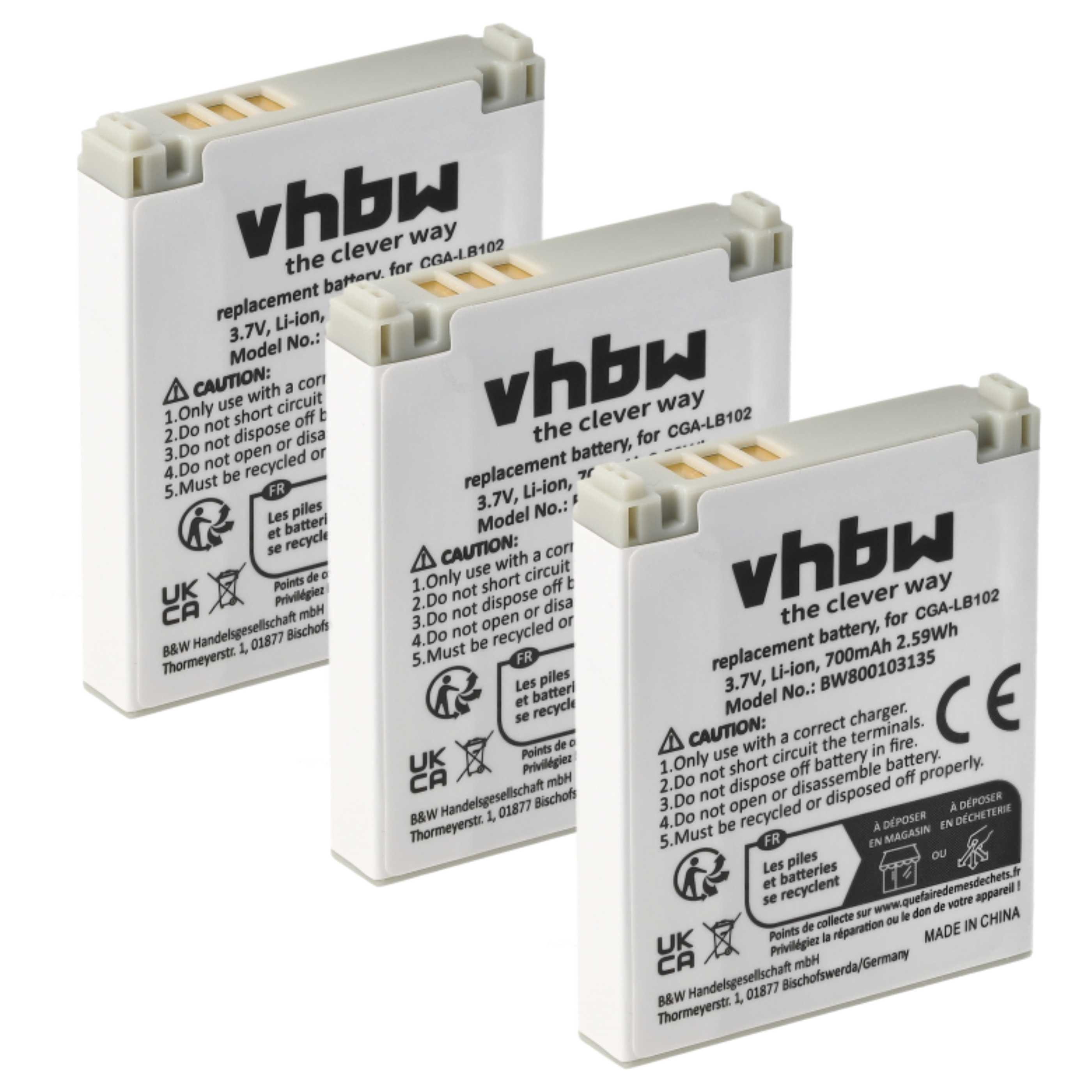 vhbw Ersatz für Panasonic CGA-LB102 für Mobilfunk (700 mAh, 3,7 V, Li-Ion) Akku Li-Ion 700 mAh ...