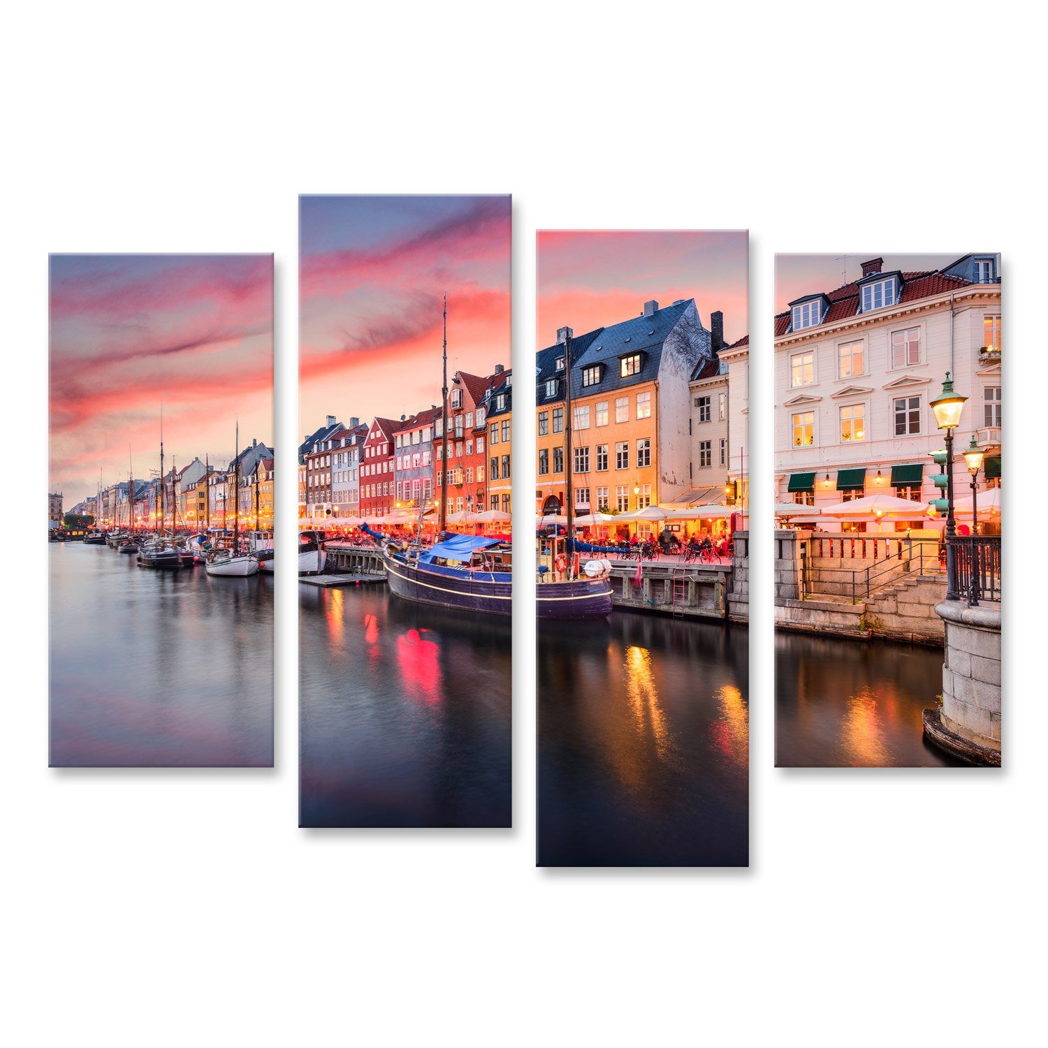 islandburner Leinwandbild Bild auf Leinwand Kopenhagen Dänemark Nyhavn-Kanal Wandbild Poster Kun