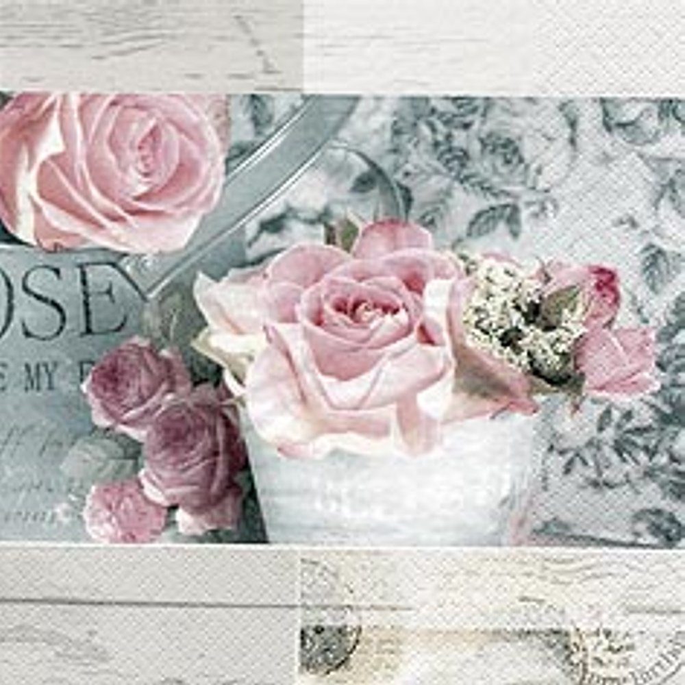 Linoows Papierserviette 20 Servietten Pariser Rosen Rosengruß Im