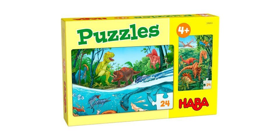 Haba Puzzle HABA 1306804001 - Dinosaurier, Kinder-Puzzle, 2x24 Teile, Puzzleteile