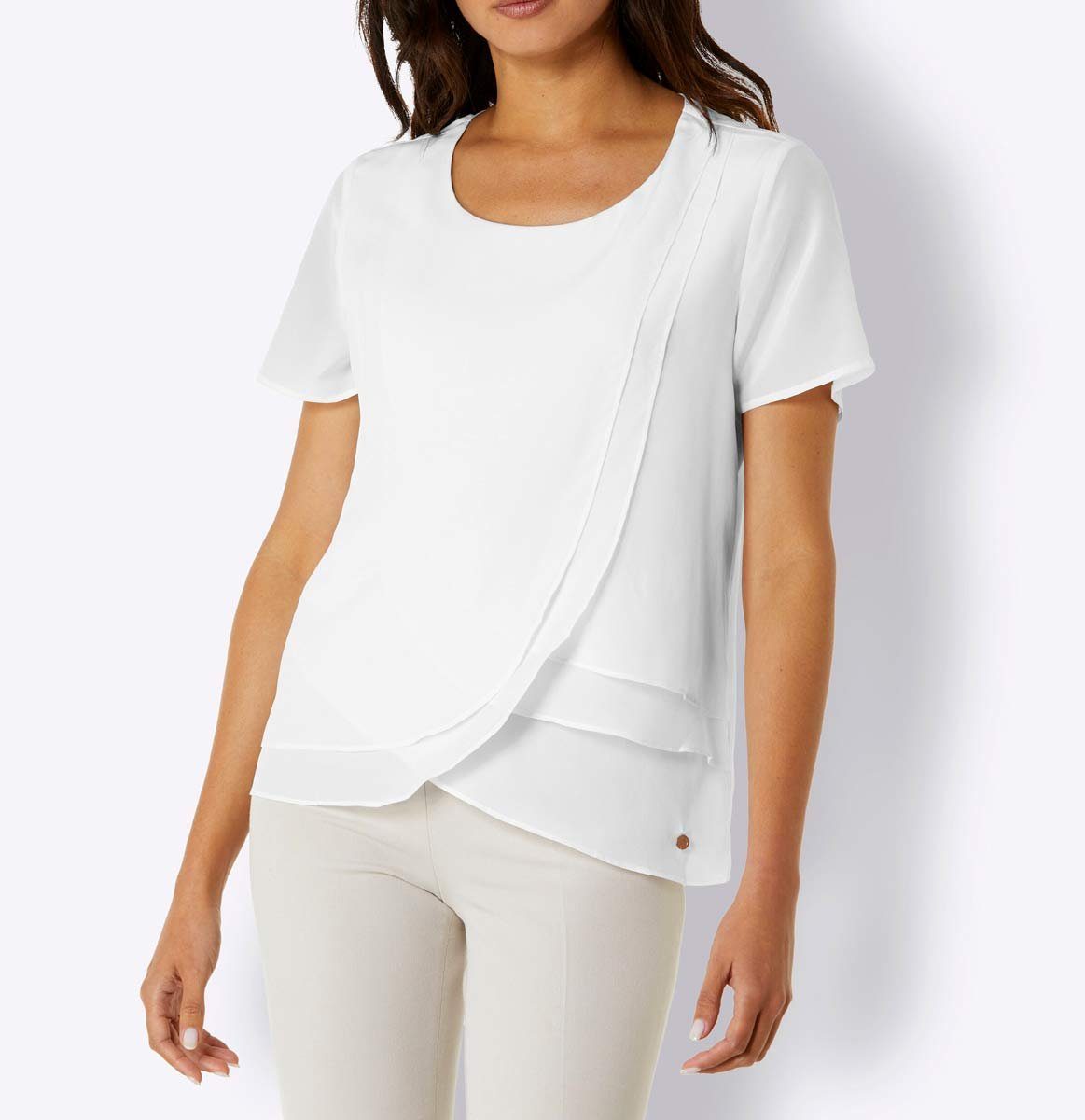 Creation L Spitzenbluse CrÉation L Premium Damen Seiden Bluse Ecru