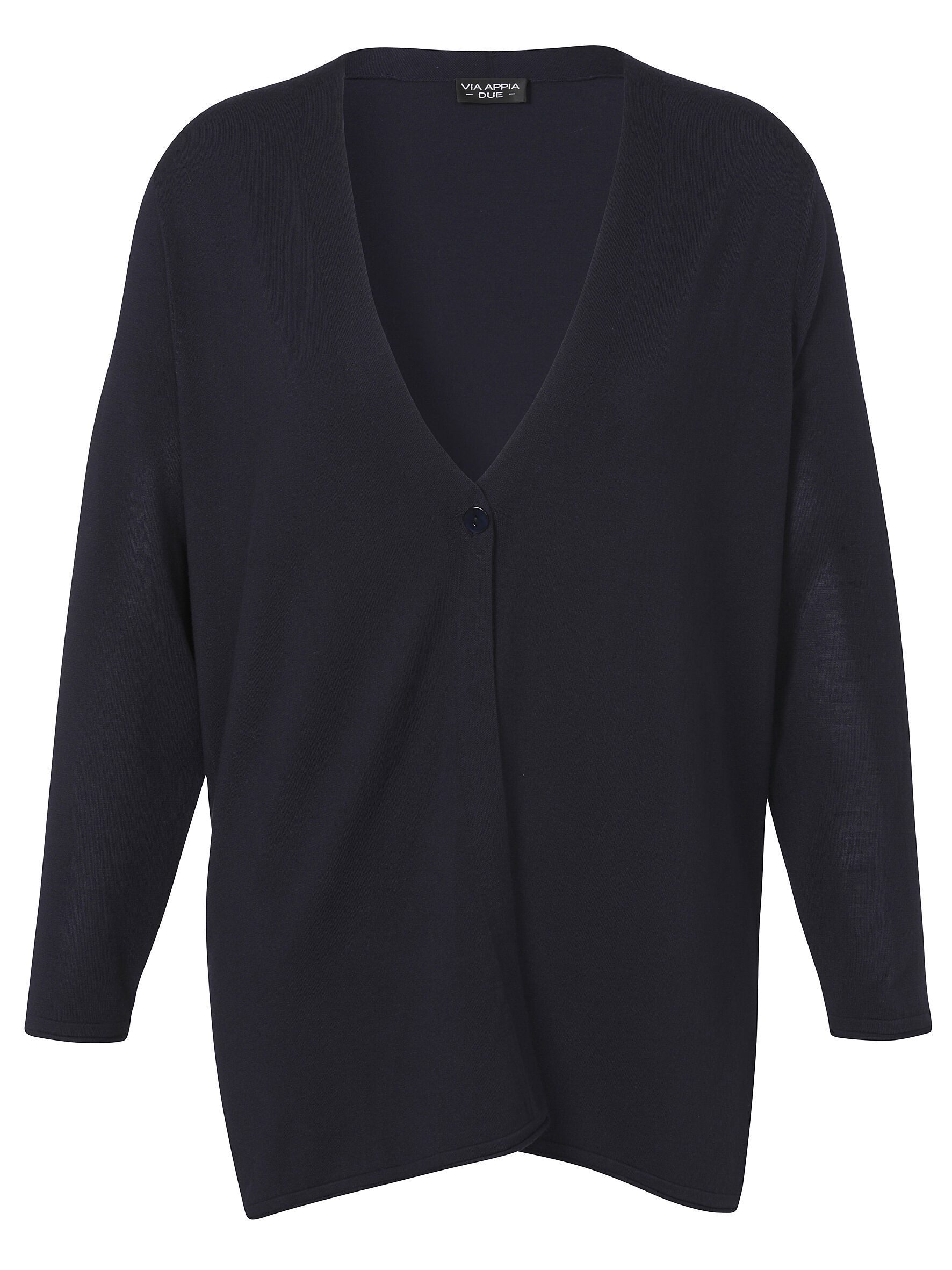 VIA APPIA DUE Strickjacke, Tiefer V-Ausschnitt, 1-Knopf-Verschluss, Langarm