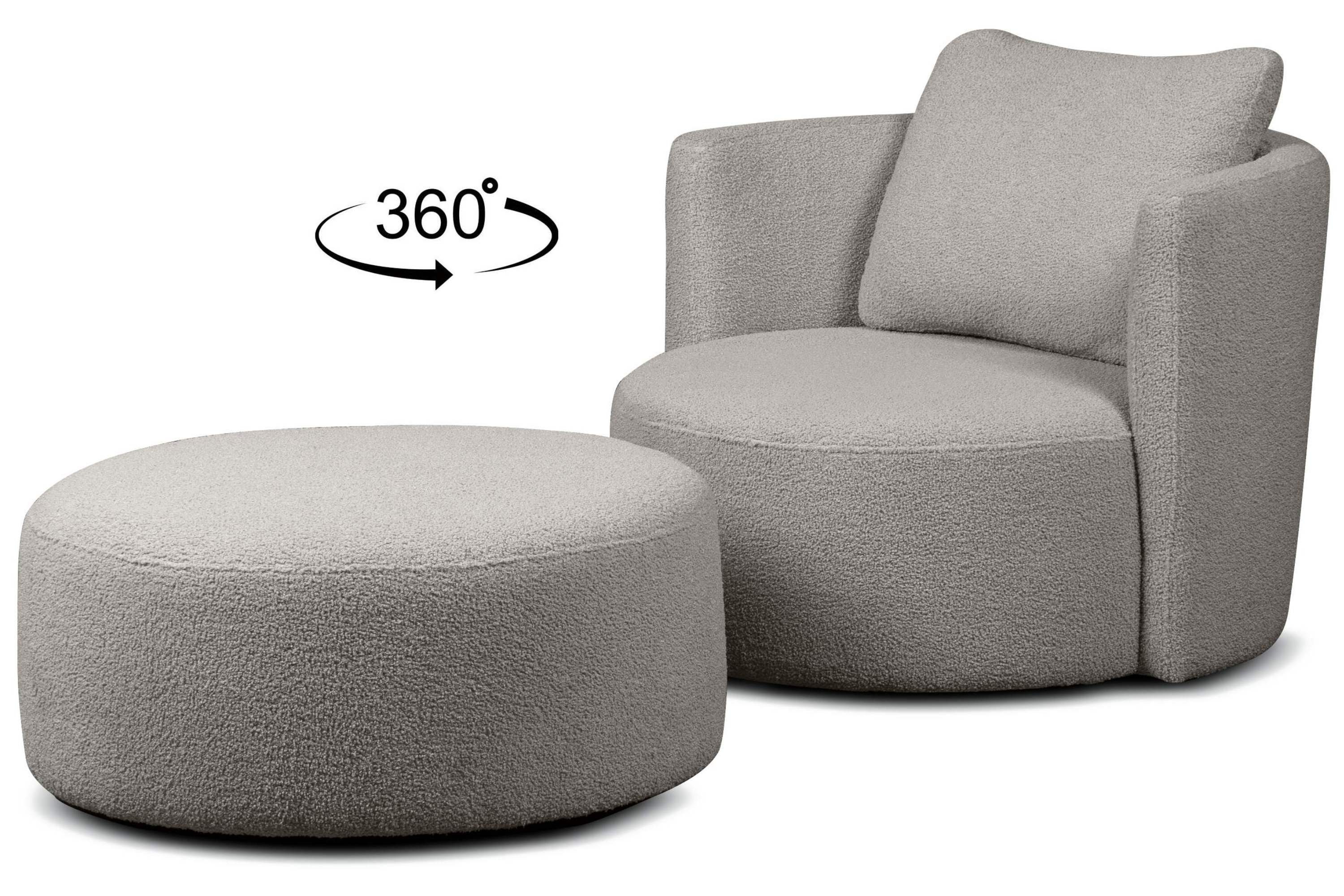KONSIMO Drehsessel RAGGI Sessel mit Sitzhocker, mit 360° Drehfunktion ...