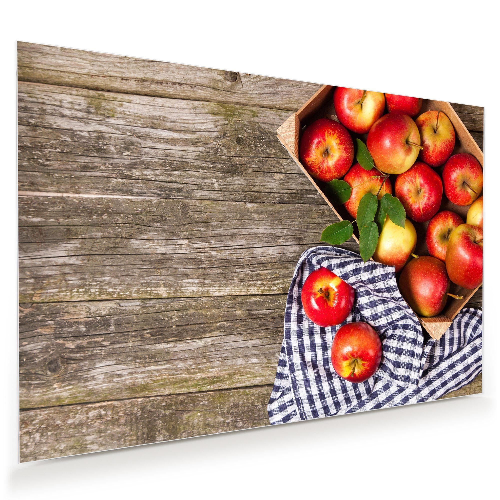 Primedeco Glasbild Wandbild Äpfel Mit Blatt Mit Aufhängung Früchte
