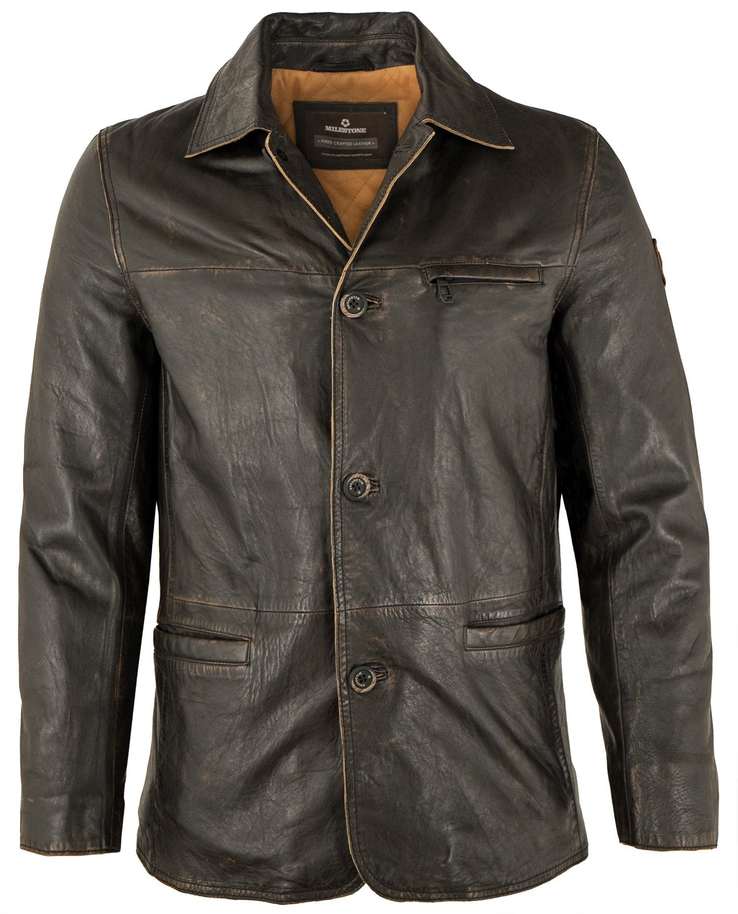 Milestone Lederjacke »MS-Solik« Echtleder Herren Lederjacke Lammnappa ...