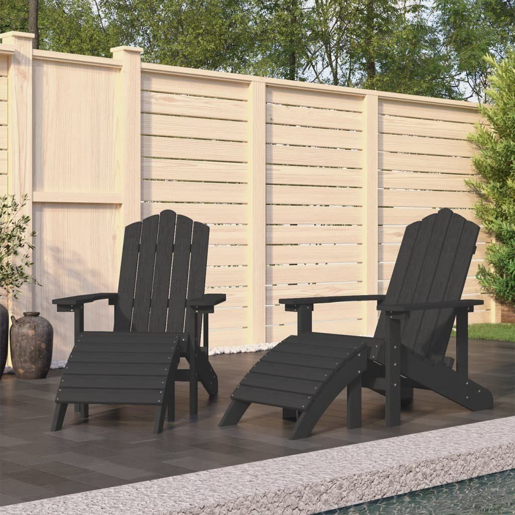 Furnicato Gartenstuhl Adirondack Gartenstühle 2 Stk Mit Hockern Hdpe Weiß