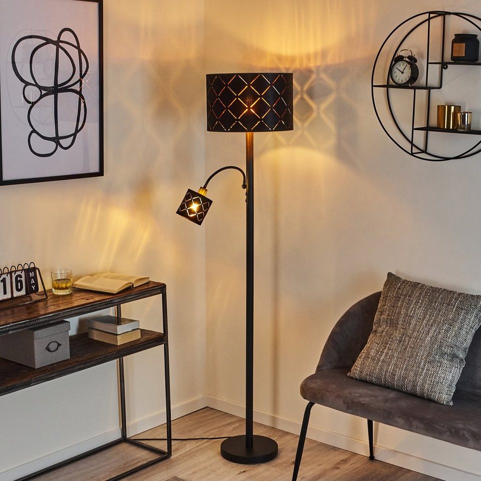 Hofstein Stehlampe Steh Boden Stand Lampen Stoff Schwarz Wohn Schlaf