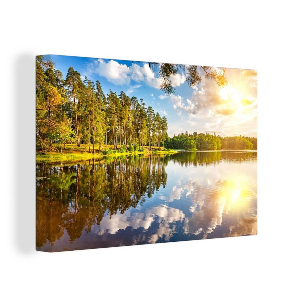 Onemillioncanvasses® Leinwandbild Bäume Wasser Sonne 1 St