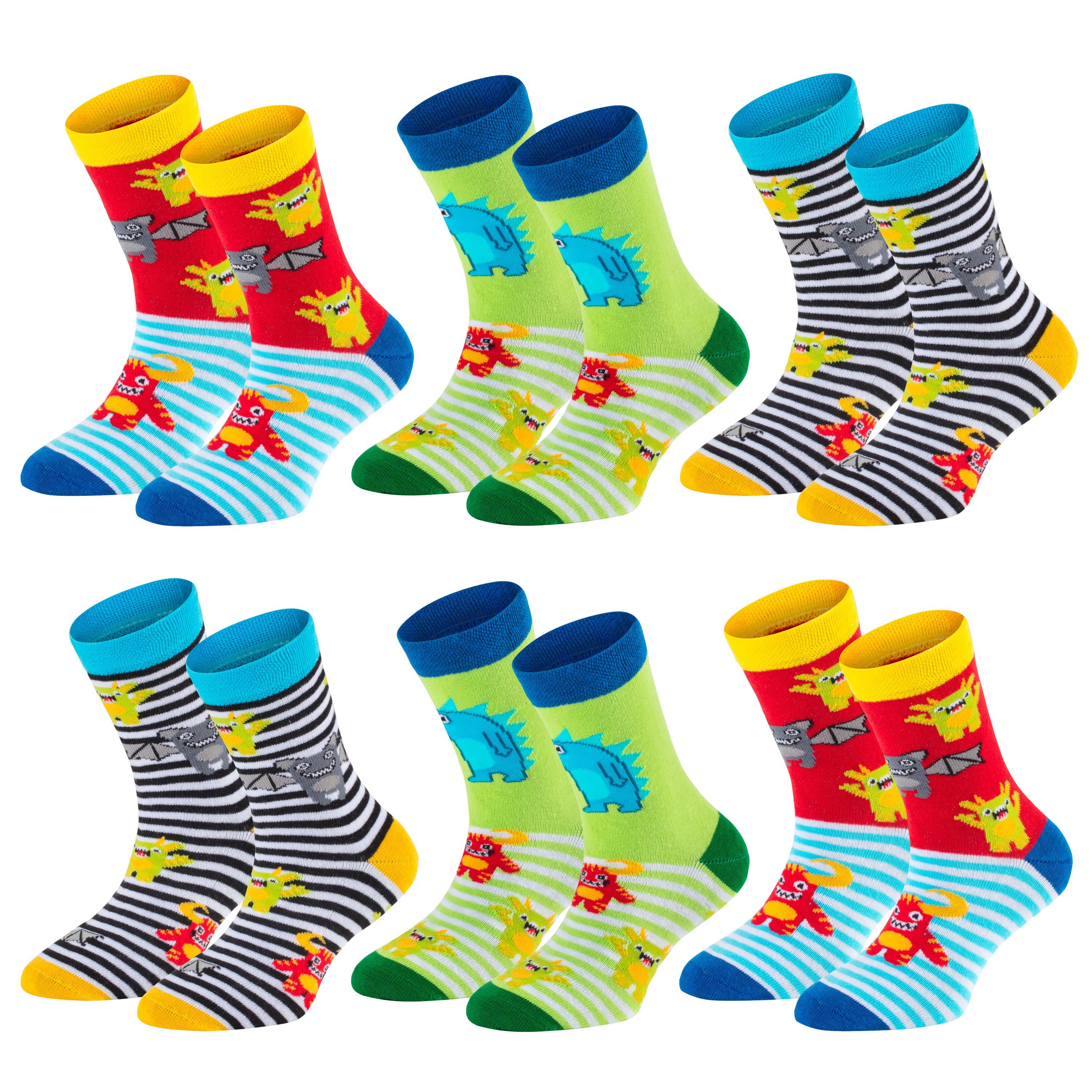 TippTexx 24 Socken 6 Paar bunte Kindersocken, weiche Baumwolle, für ...