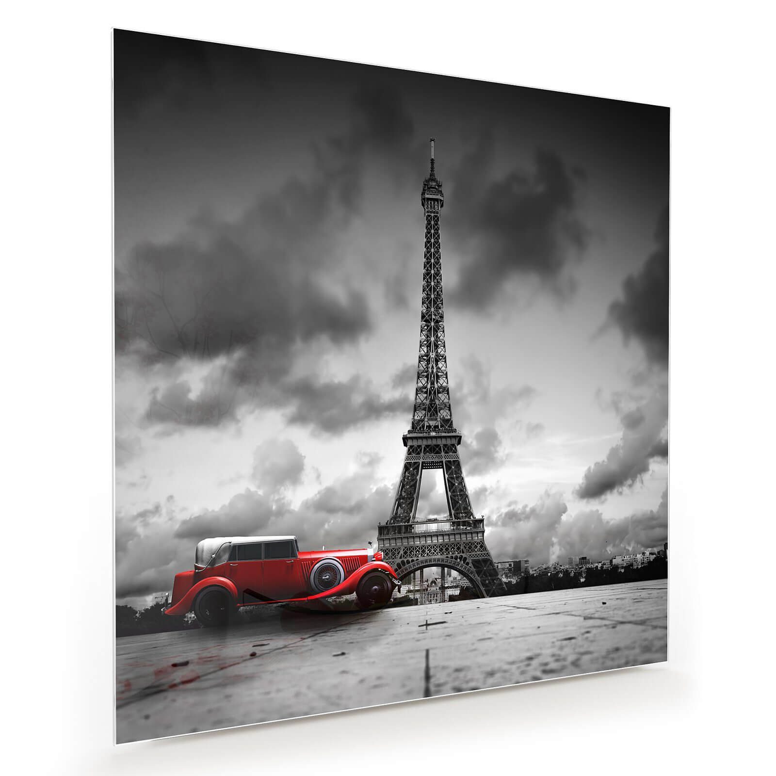 Primedeco Glasbild Wandbild Quadratisch Eiffelturm Vintage Sw Mit
