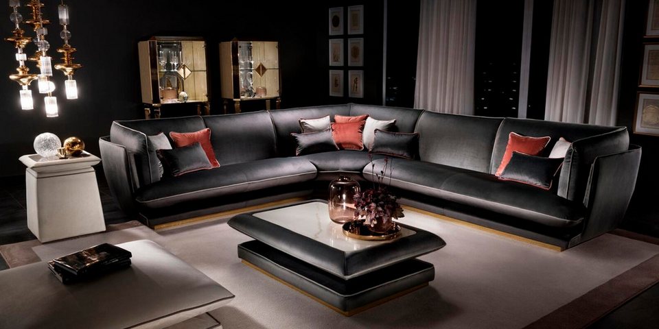 Xlmoebel Ecksofa Luxuriöses Schwarzes Sofa In L Form Wohnlandschaft