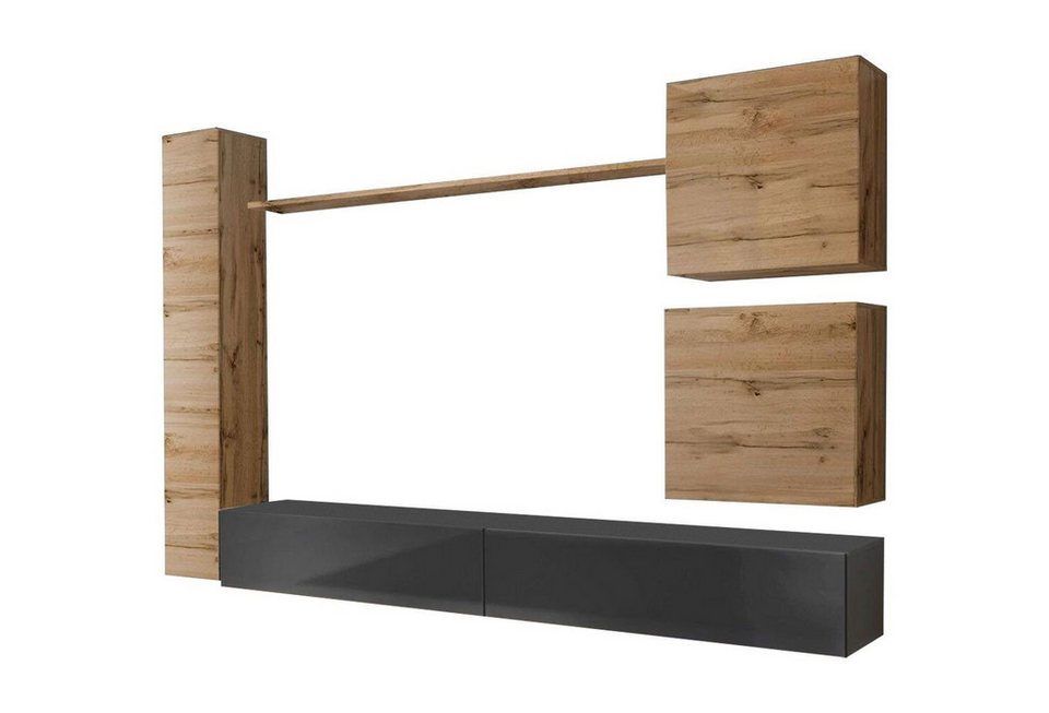 Xlmoebel Wohnzimmer Set Möbel Designer Braun 3er Wandschrank Holz