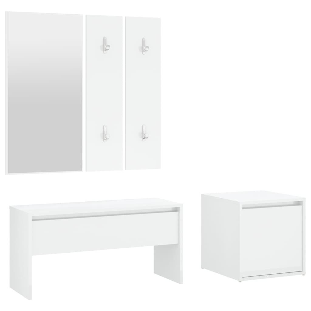 Vidaxl Garderoben Set Garderobe Flurmöbel Set Hochglanz Weiß Spanplatte
