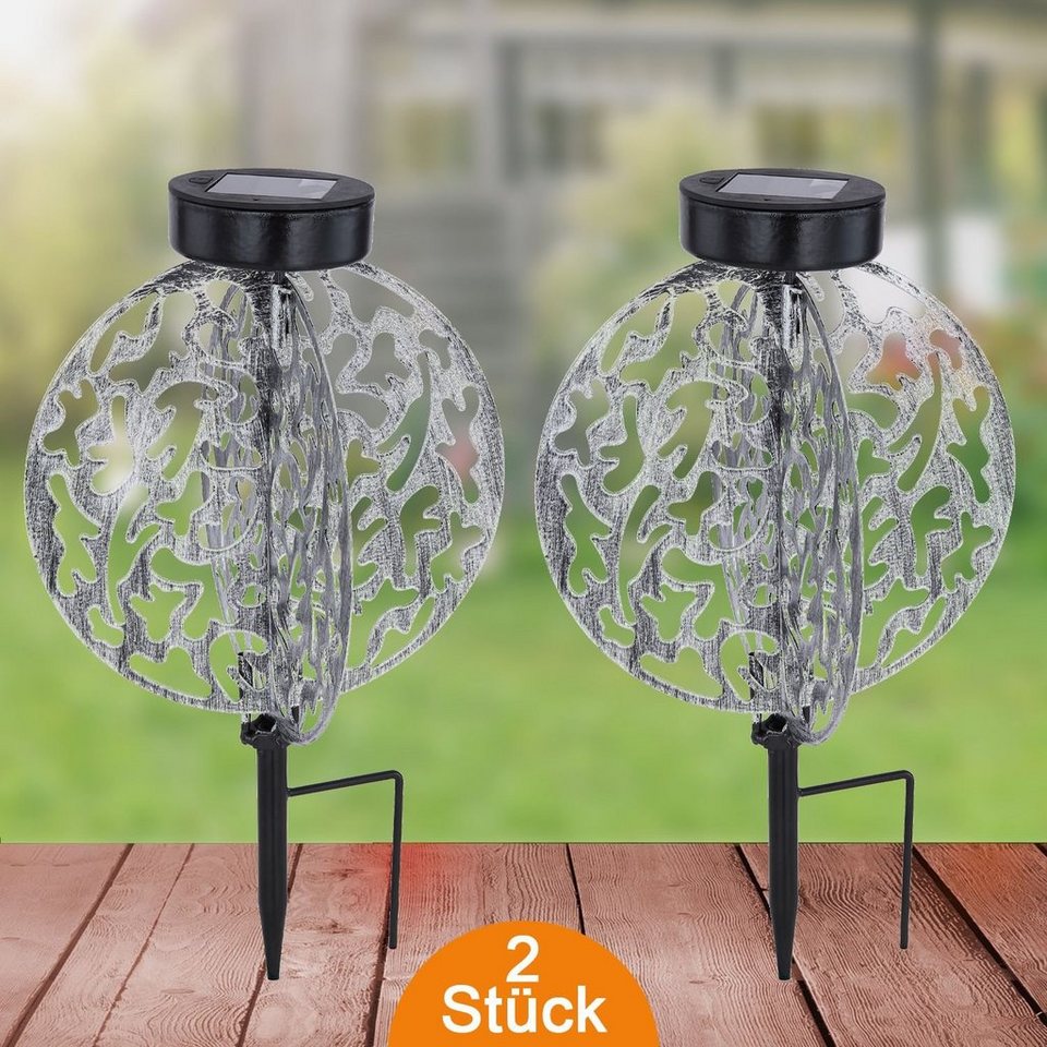 Bmf Versand Led Solarleuchte Solarleuchte Garten Scheibe 2er Set 20cm