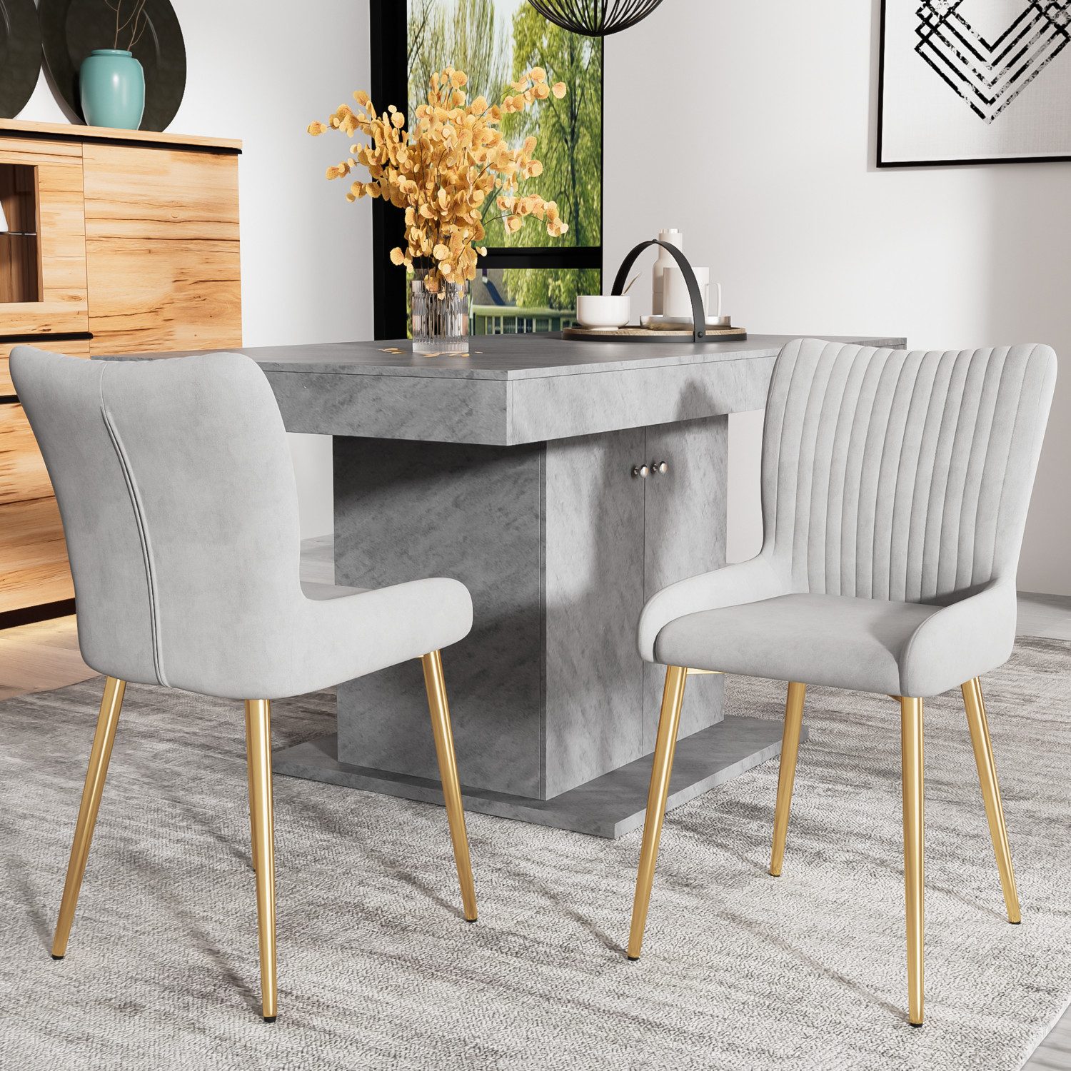 Flieks Esszimmerstuhl (Set, 2 St), 2er Set Polsterstühle Wohnzimmerstuhl mit Rückenlehne ...