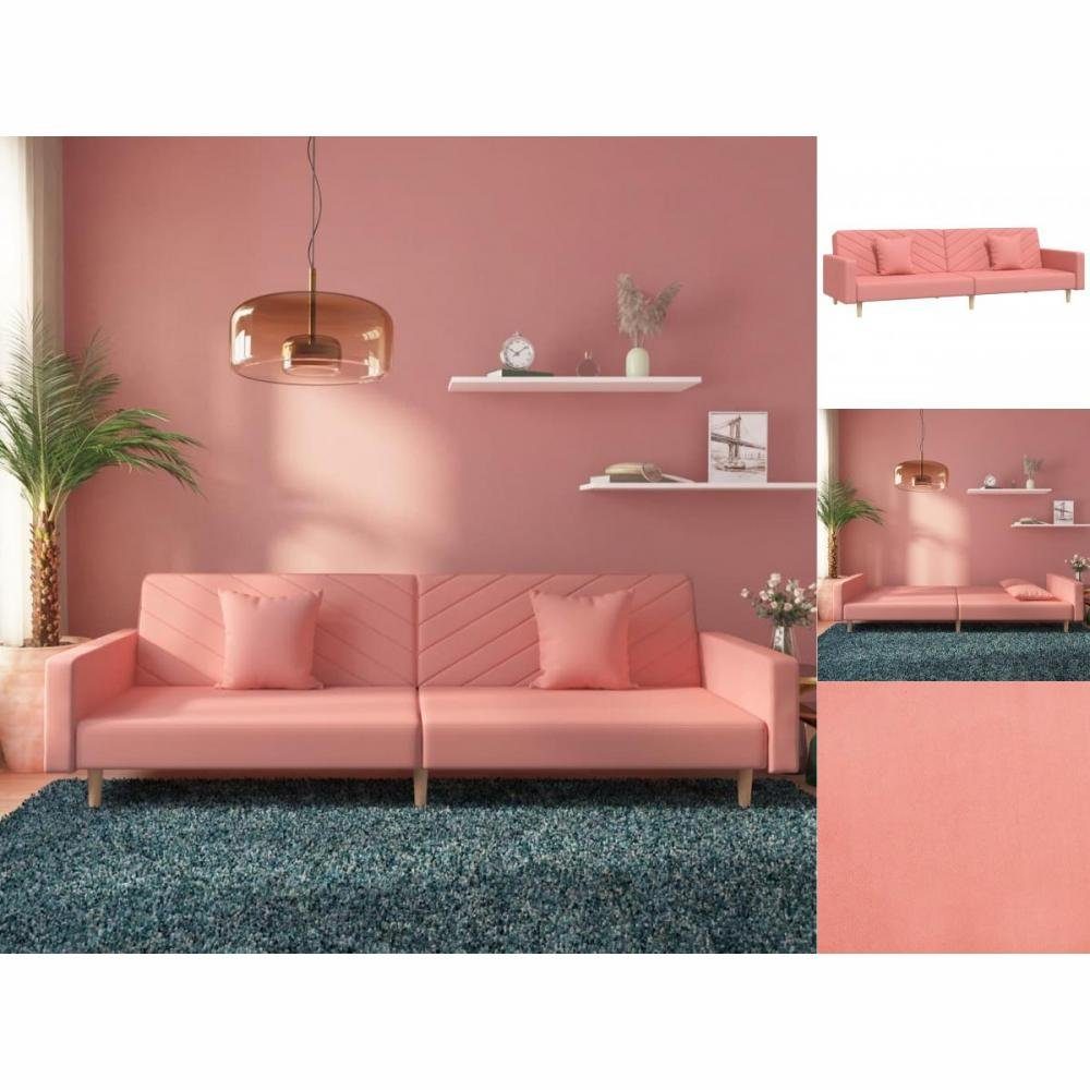 Vidaxl Sofa Schlafsofa 2 Sitzer Mit 2 Kissen Rosa Samt Schlafcouch