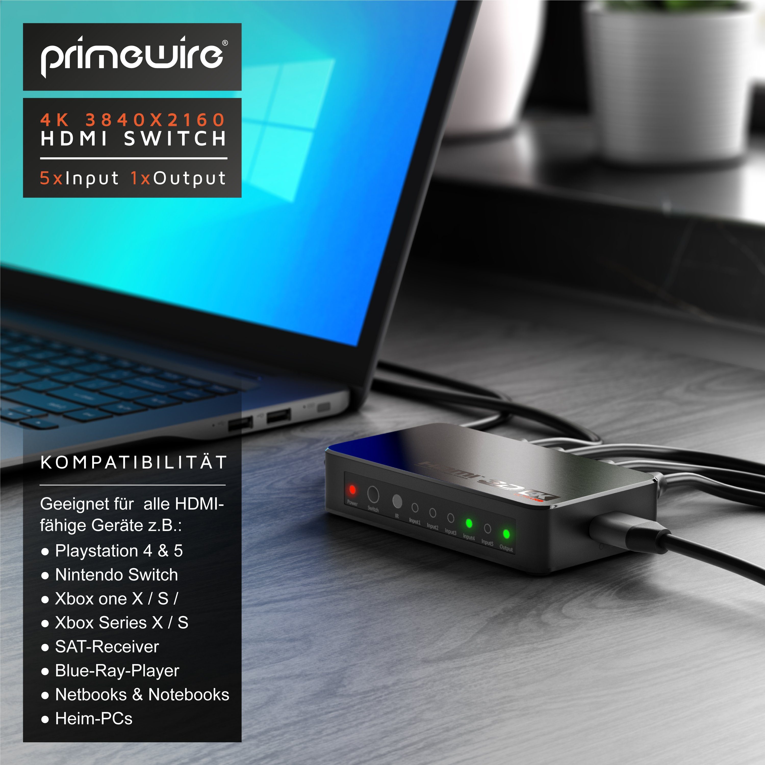 Primewire Audio / Video Matrix-Switch 5-Port Ultra HD 4K HDMI ...