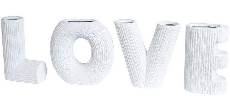 Gilde Tischvase Love Dekovase Set 4 St Vase Aus Keramik Mit