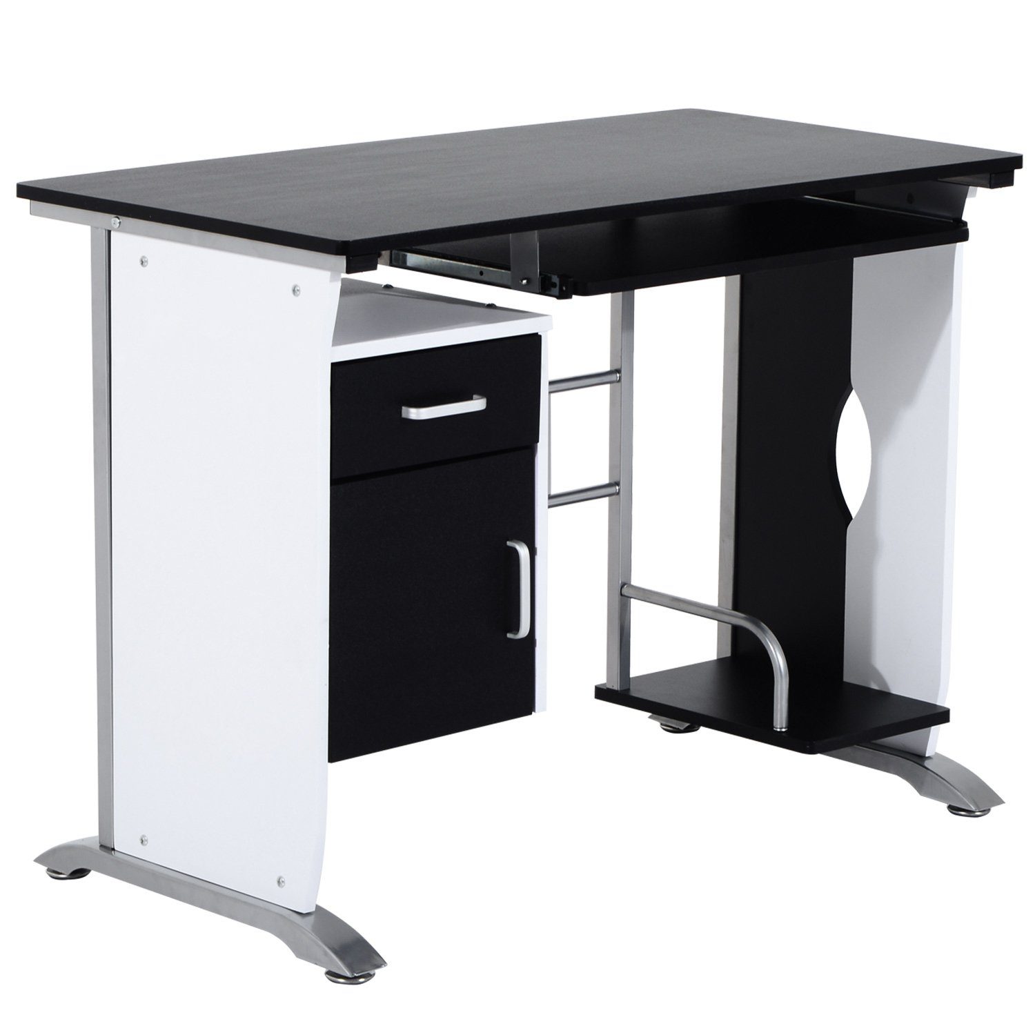Homcom Computertisch Mit 1 Schublade 1 Schrank 1 Tastaturablage