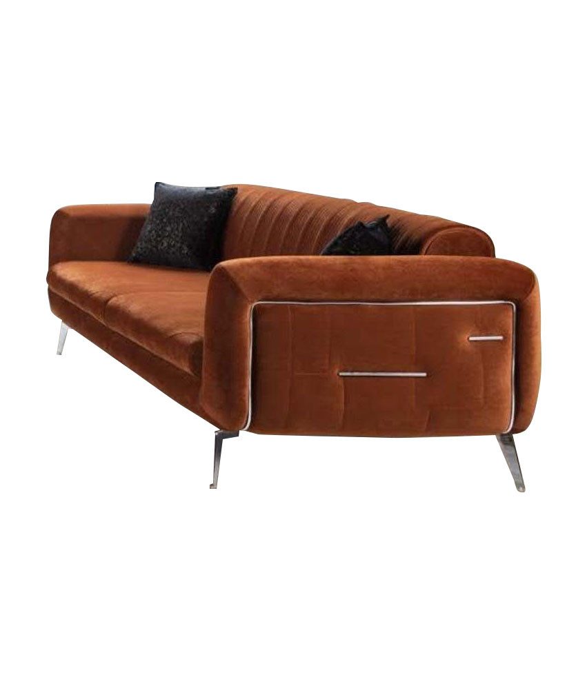 Jvmoebel Sofa Orange Design Couch Sofa Samt Dreisitzer Luxus Couch