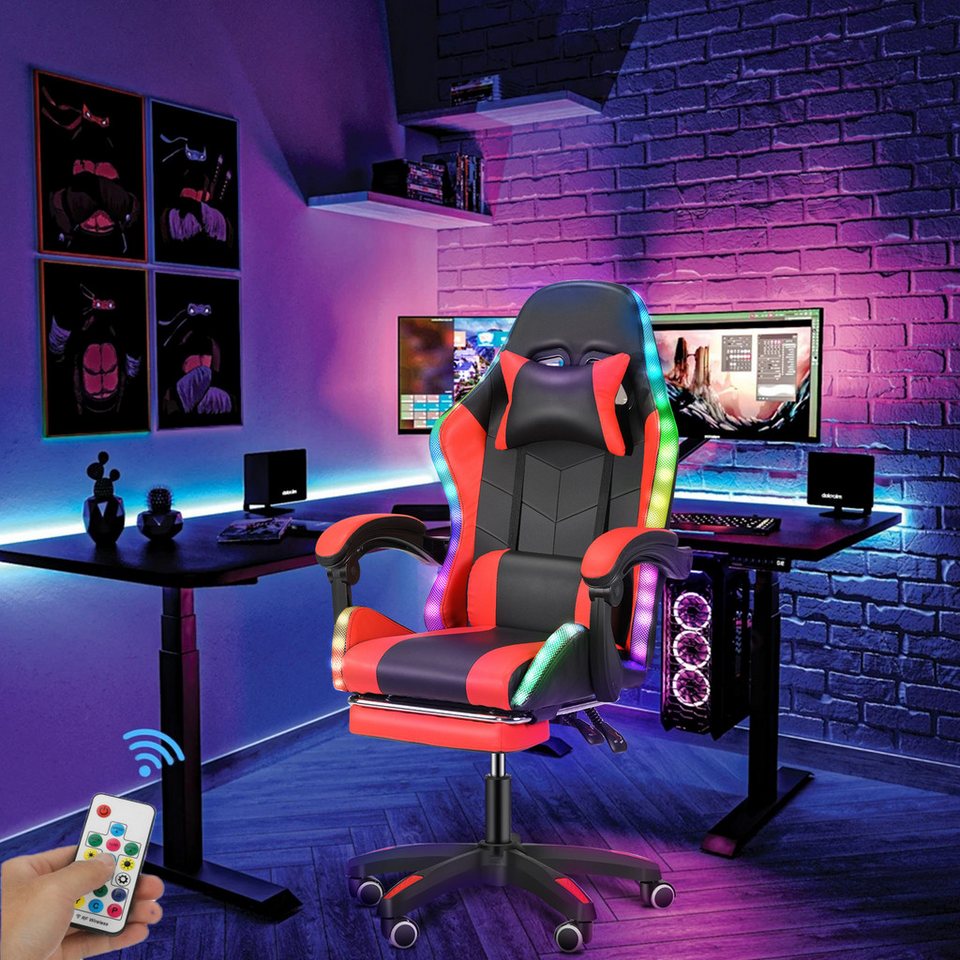 Oulenbiyar Gaming Stuhl Gaming Chair Led Rgb Computerstuhl Mit
