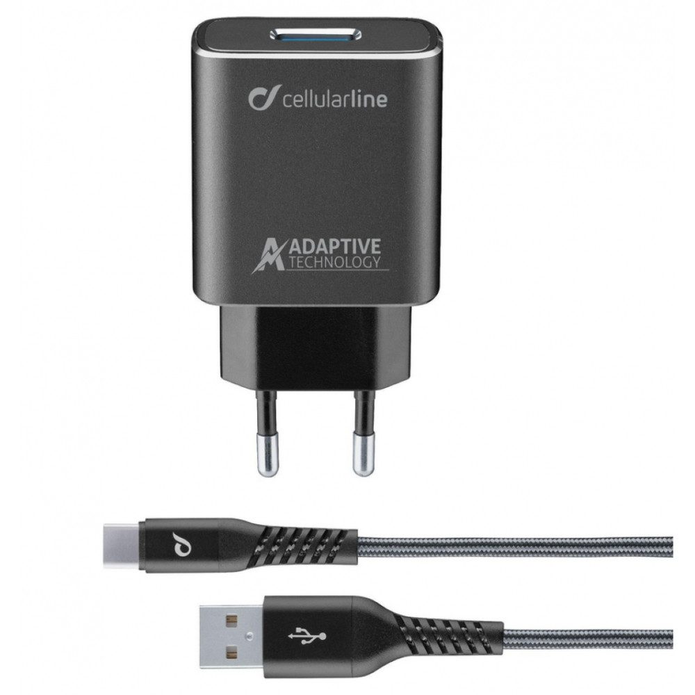 Cellularline 60111 - USB-C Ladegerät - Fast Charge - schwarz Universal-Ladegerät, Schnelles und ...