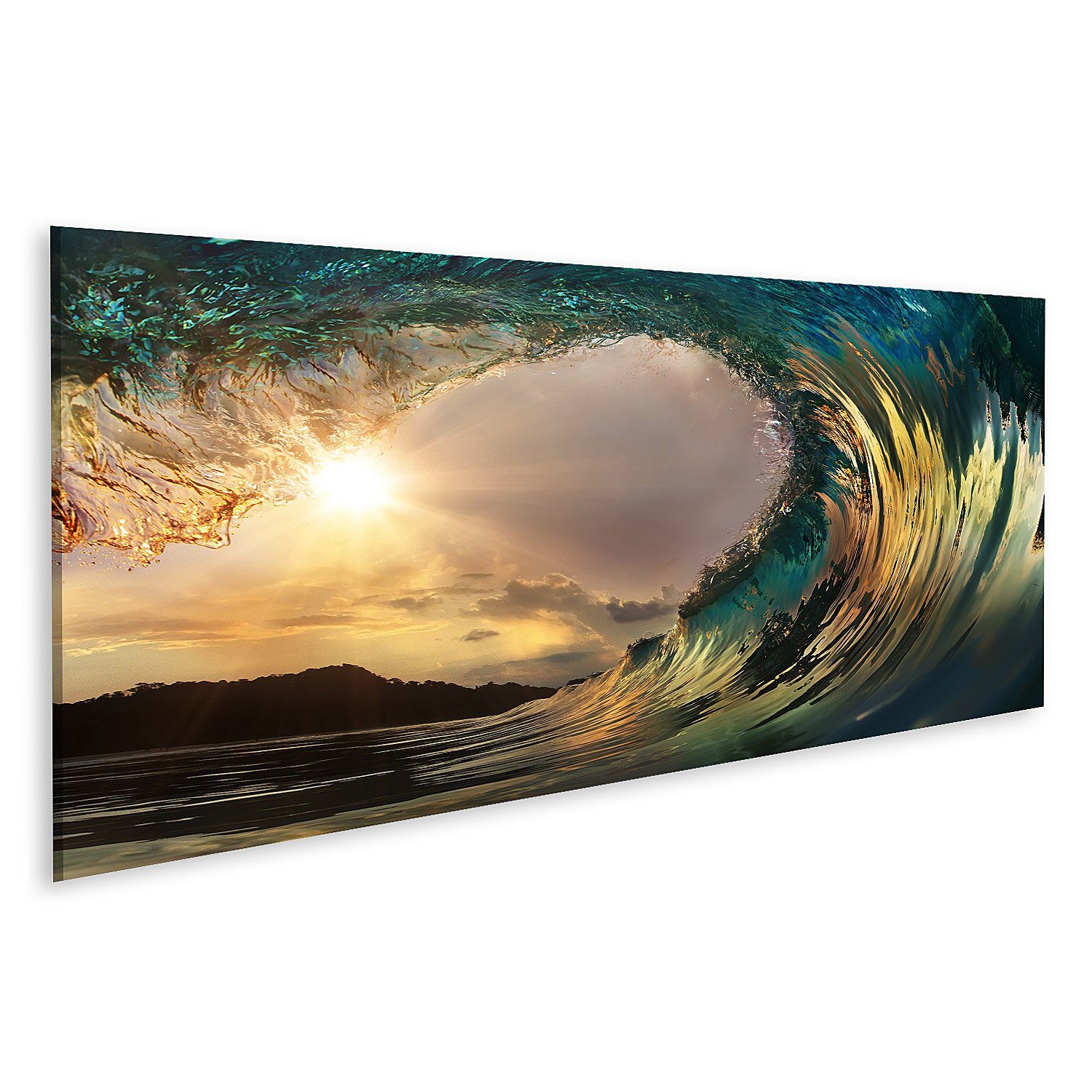 islandburner Leinwandbild Bild auf Leinwand Schöne Ozean Surfen Welle bei Sonnenuntergang Strand