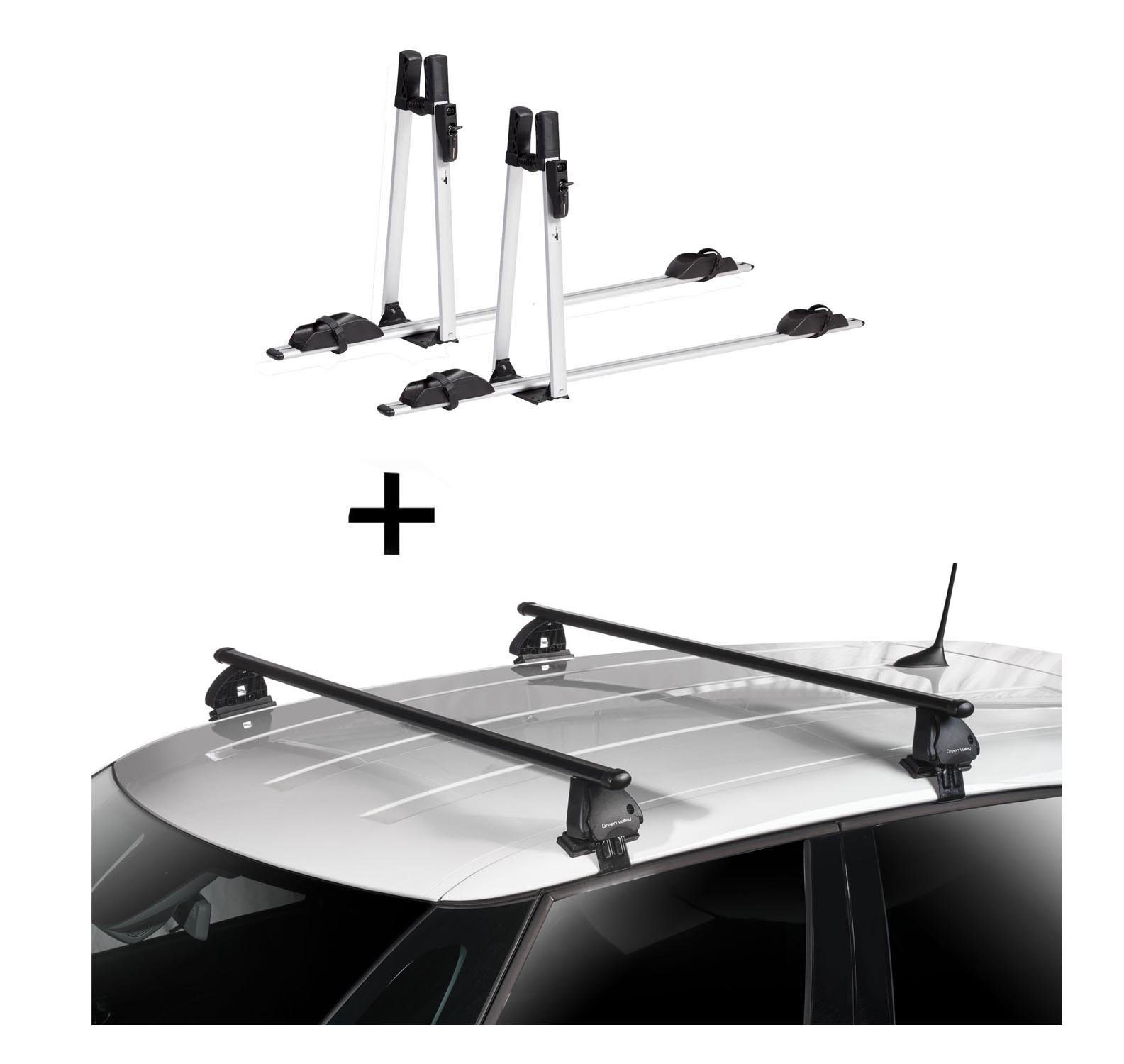 VDP Dachträger, 2x VDP Fahrradträger ALU Premium + Dachträger VDP EVO Stahl kompatibel mit Opel ...