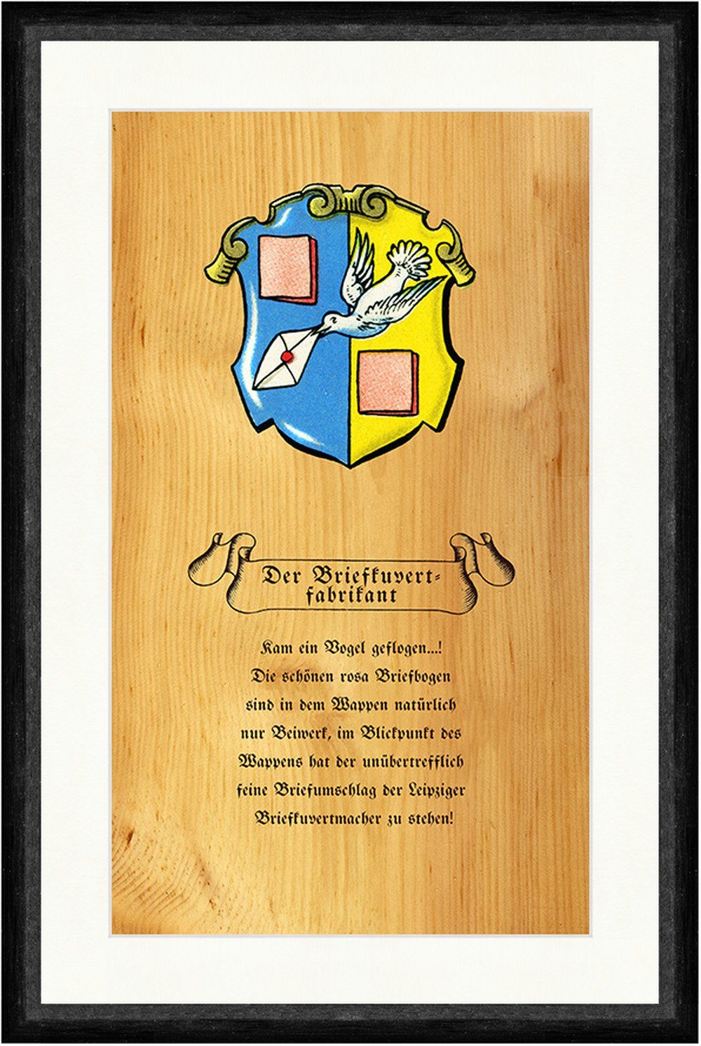 Kunstdruck Der Briefkuvertfabrikant Zirbenholz Taube Arve Nostalgieschild Faks_Zu, (1 St)